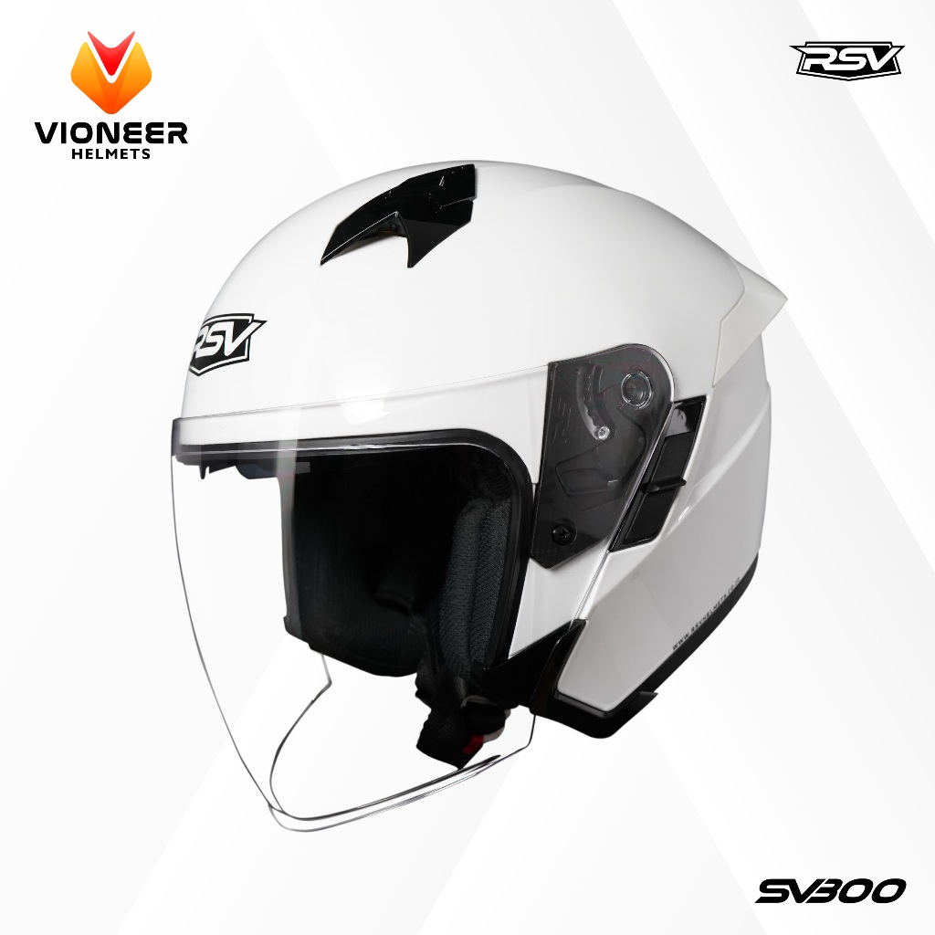 SV300 solid WHITE GLOSSY double visor - SNI Unisex Half Face HELMET ...