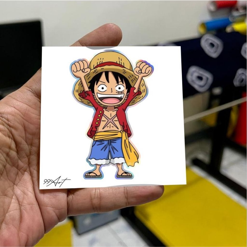 HP C37, one piece stickers, anime luffi, one piece, light and hologram ...