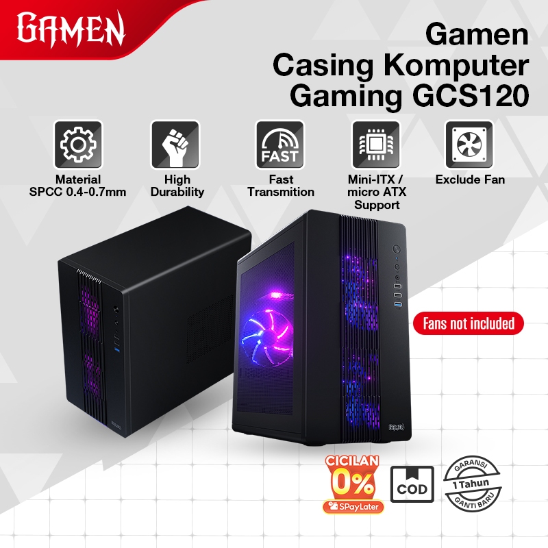GAMEN GCS120 Transparent Gaming Computer Case Tempered Glass Up to 3 ...