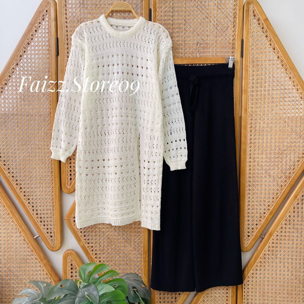 Oneset Yarra Knitted Tunic Top with Side Slit Mesh Pattern Premuim ...