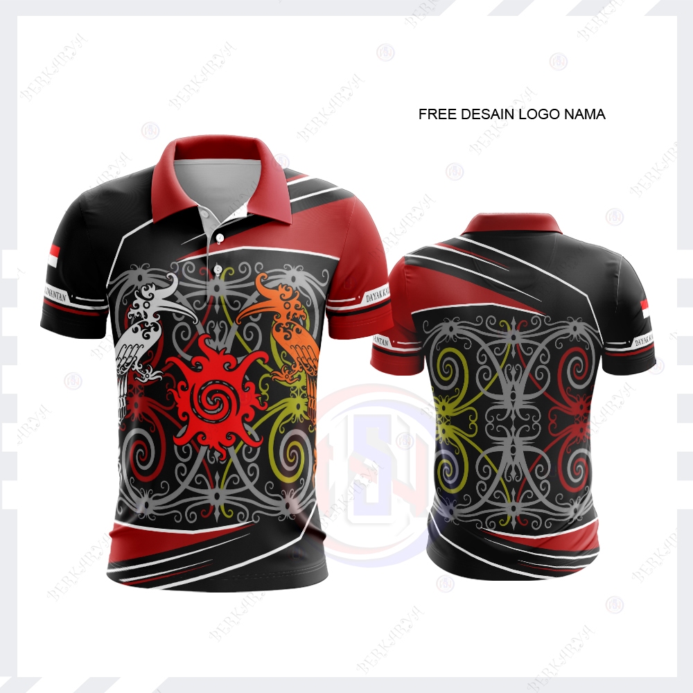 Kalimantan Batik Motif Jersey / Kalimantan Batik Polo Shirt / Dayak ...