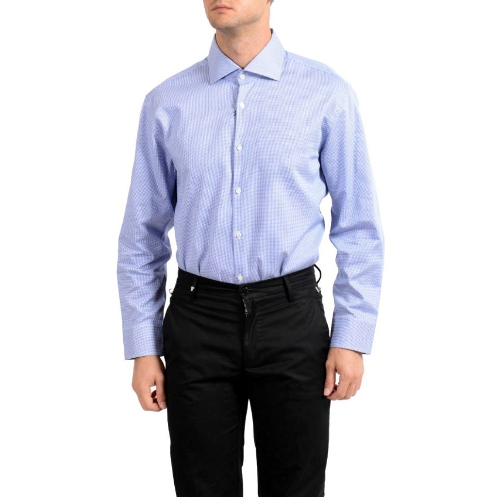Hugo Boss Men's "Miles US" Sharp Fit Plaid Long Sleeve Dress Shirt ...