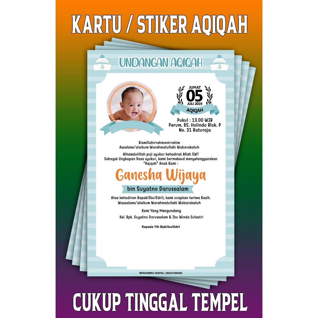 Print Tasyakuran Aqiqah cards/stickers, Custom Print | Shopee Philippines