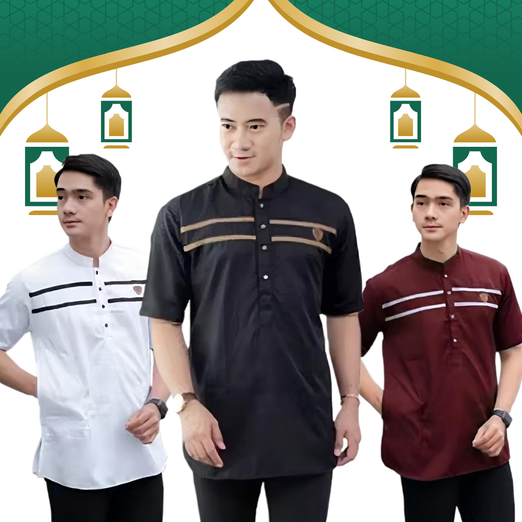 HITAM PUTIH KEMEJA Cheron 23967 - Men's Koko Kurta Shirt Short Sleeve ...