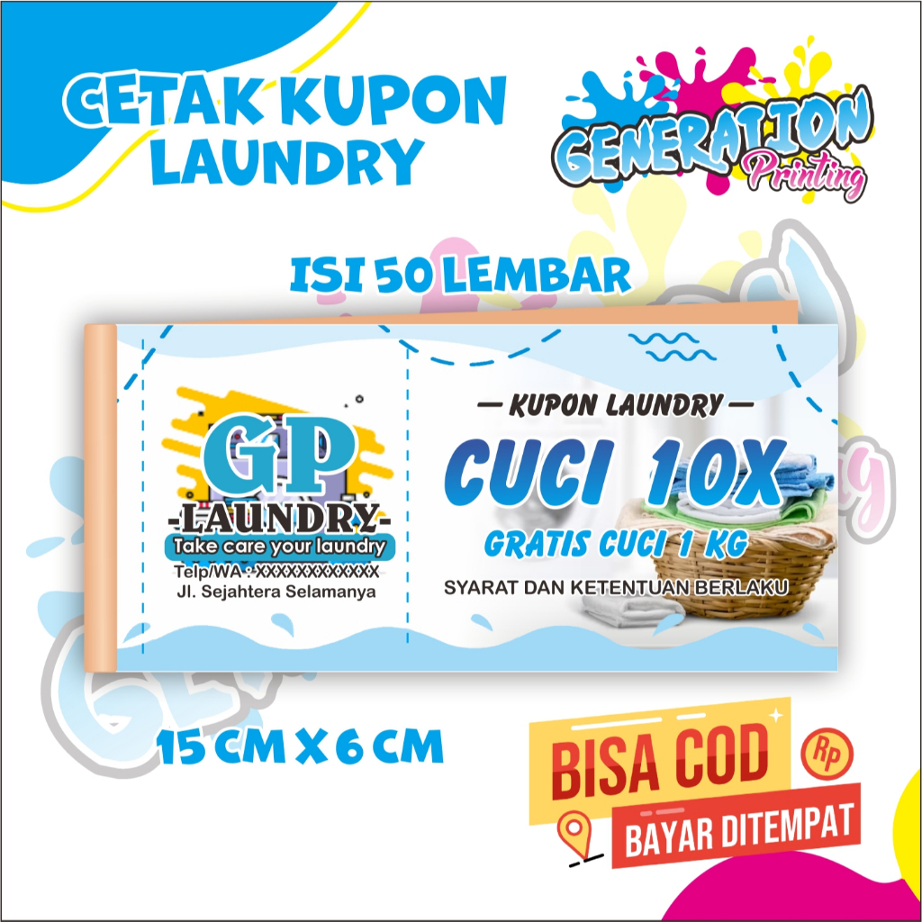 Laundry Coupons Contains 50 Sheets, Free Design Your Own Laundry Name ...