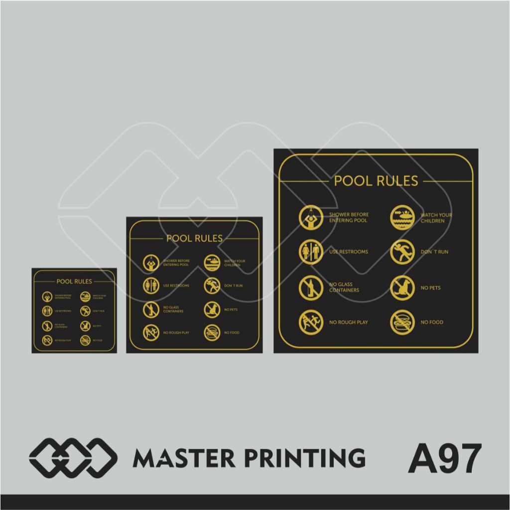 A97 - Acrylic Sign, Acrylic Pool Rules Stickers, Swimming Pool Rules ...