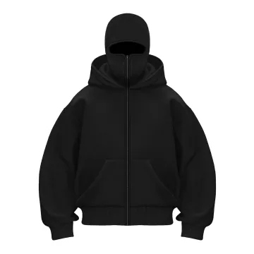 Men's Plain Zipper Balaclava Hoodie Jacket / Latest Blackclava Boxy ...