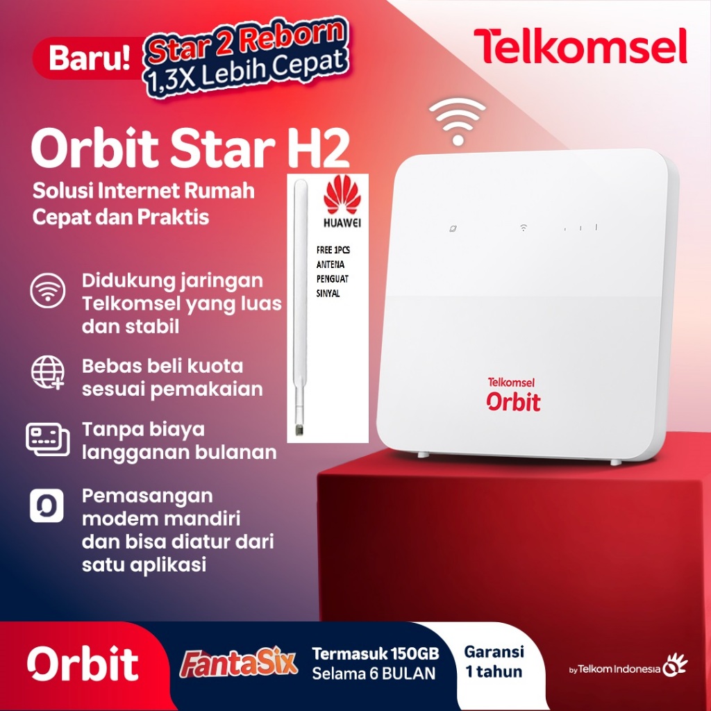 Telkomsel ORBIT STAR H2 4G WIFI MODEM HUAWEI B320 FREE ORBIT 150GB ...