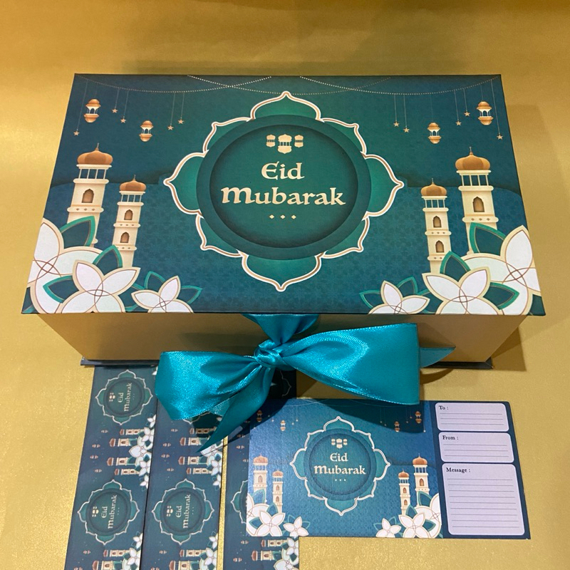 Eid Ribbon Box | Dry cake hard box contains 3 | Eid al-Fitr hamper box ...
