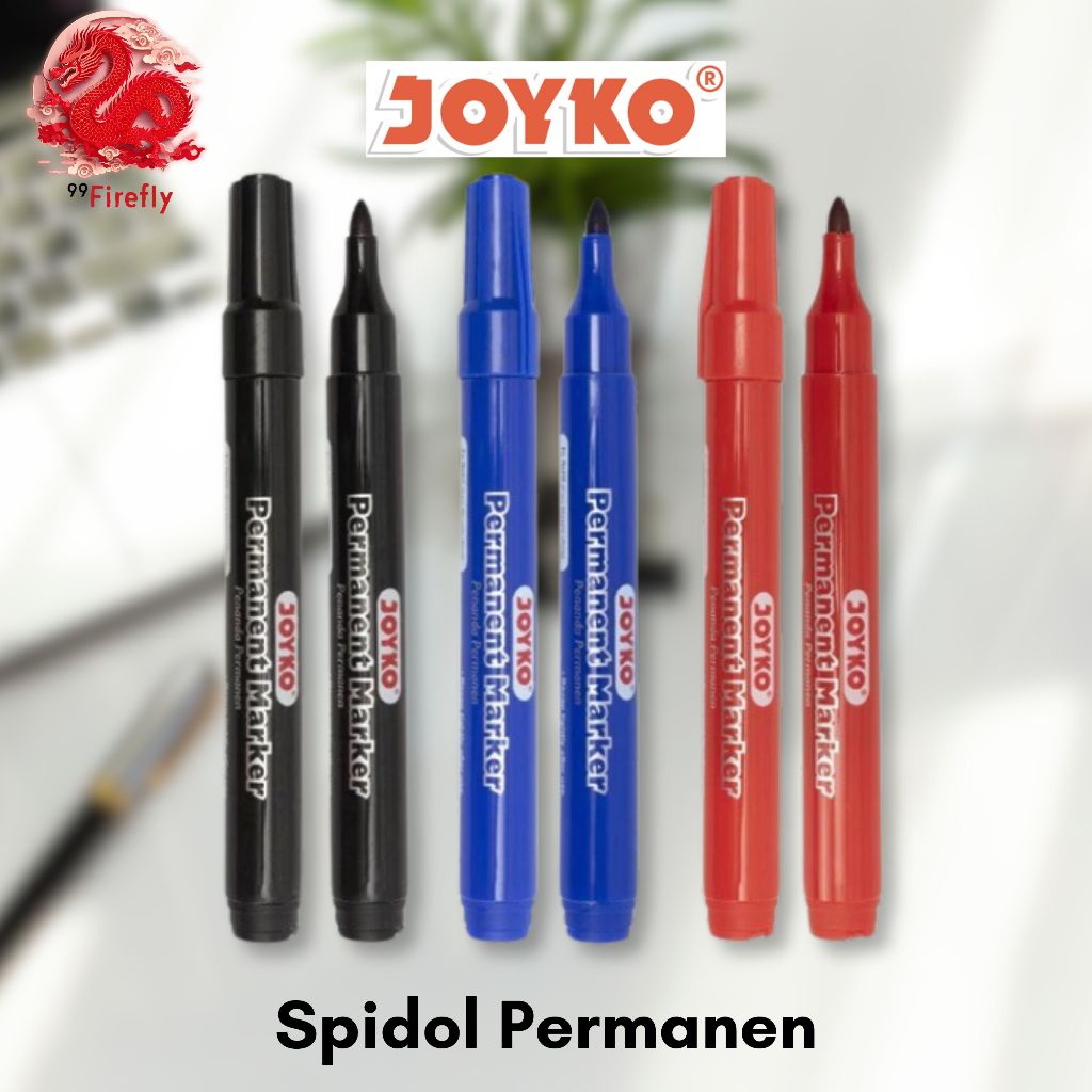 MERAH HITAM Joyko Black Blue Red Round Tip Permanent Marker | Shopee ...