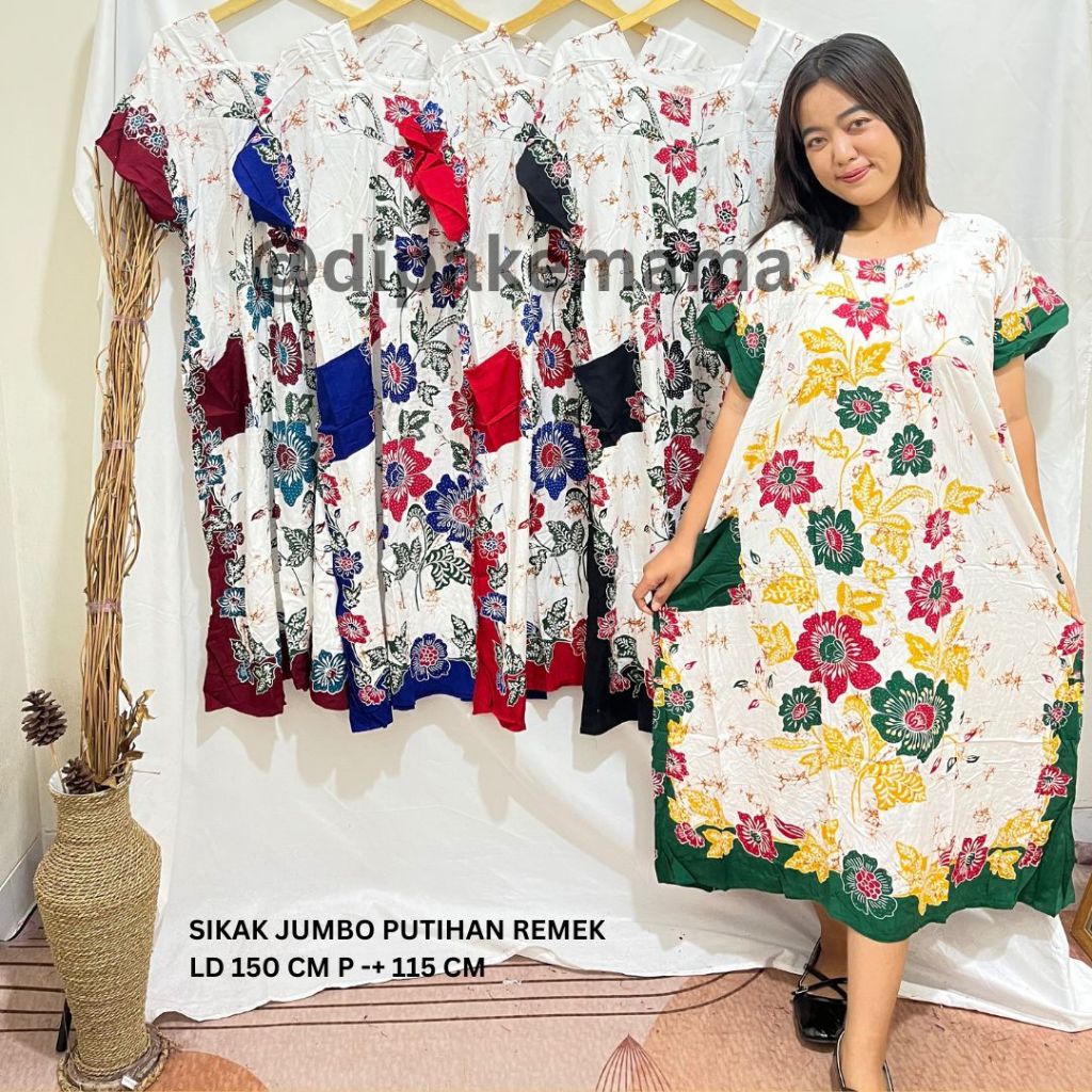 JUMBO SIKAK DRESS WITH WHITE REMEK MOTIF MAXIMUM LD 150 CM - [DPKMM ...