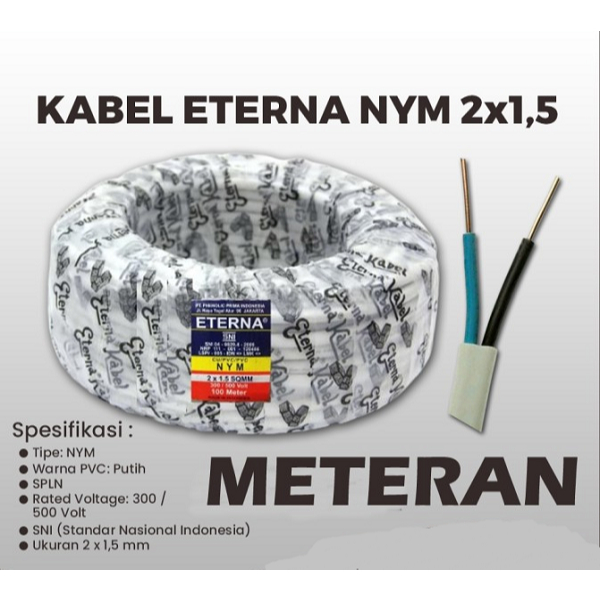 Eterna Wire Electrical Cable 2 x 1.5 mm Per 1 Meter | Shopee Philippines