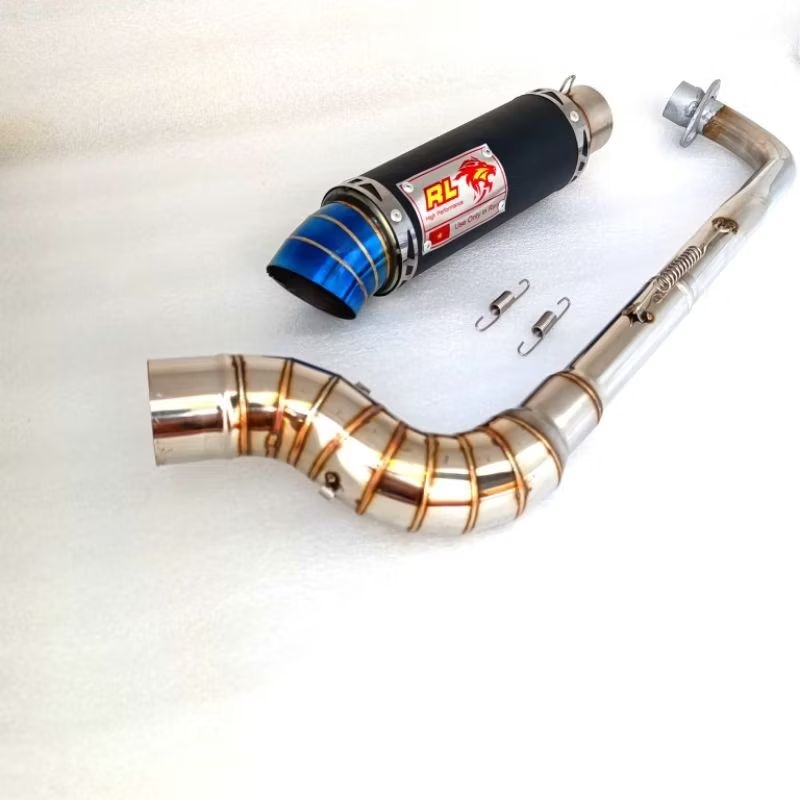 High mount full system NLK REDLEO Canister 51mm Open pipe Elbow Xrm 100/125 Wave 100/110 Raider ...