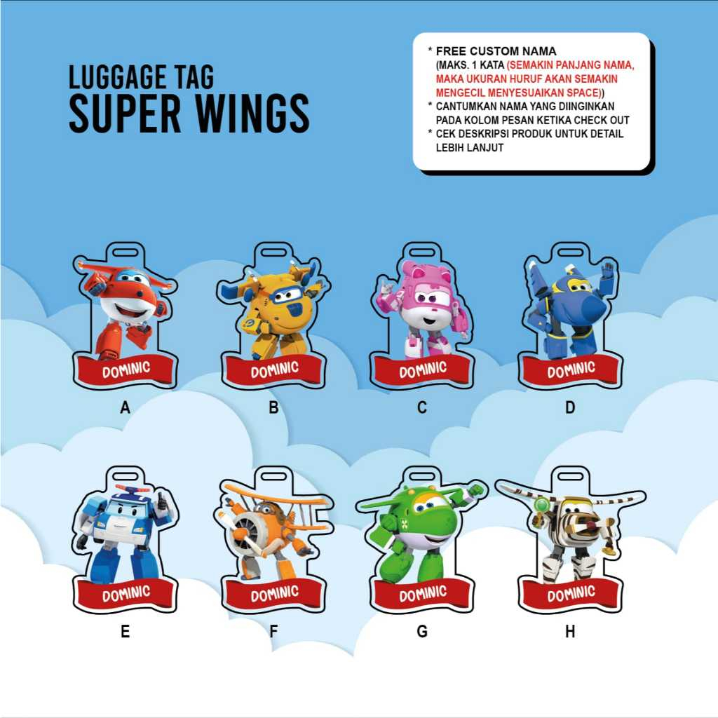 GANTUNGAN LUGGAGE TAG SUPER WINGS THEME / SUPER WINGS BAG TAG/ SUPER ...