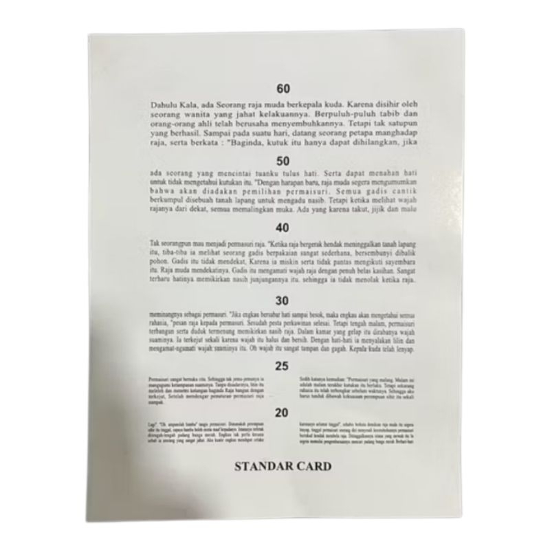 MATA Reading Chart / Jaeger Card / Reading Test / Jeger / Eye Reading ...