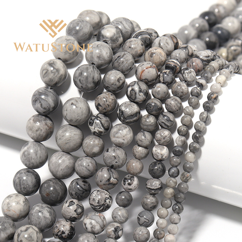 Gray Picaso Jasper Natural Stone Beads / Jasper Map 4/6/8/10mm | Shopee ...