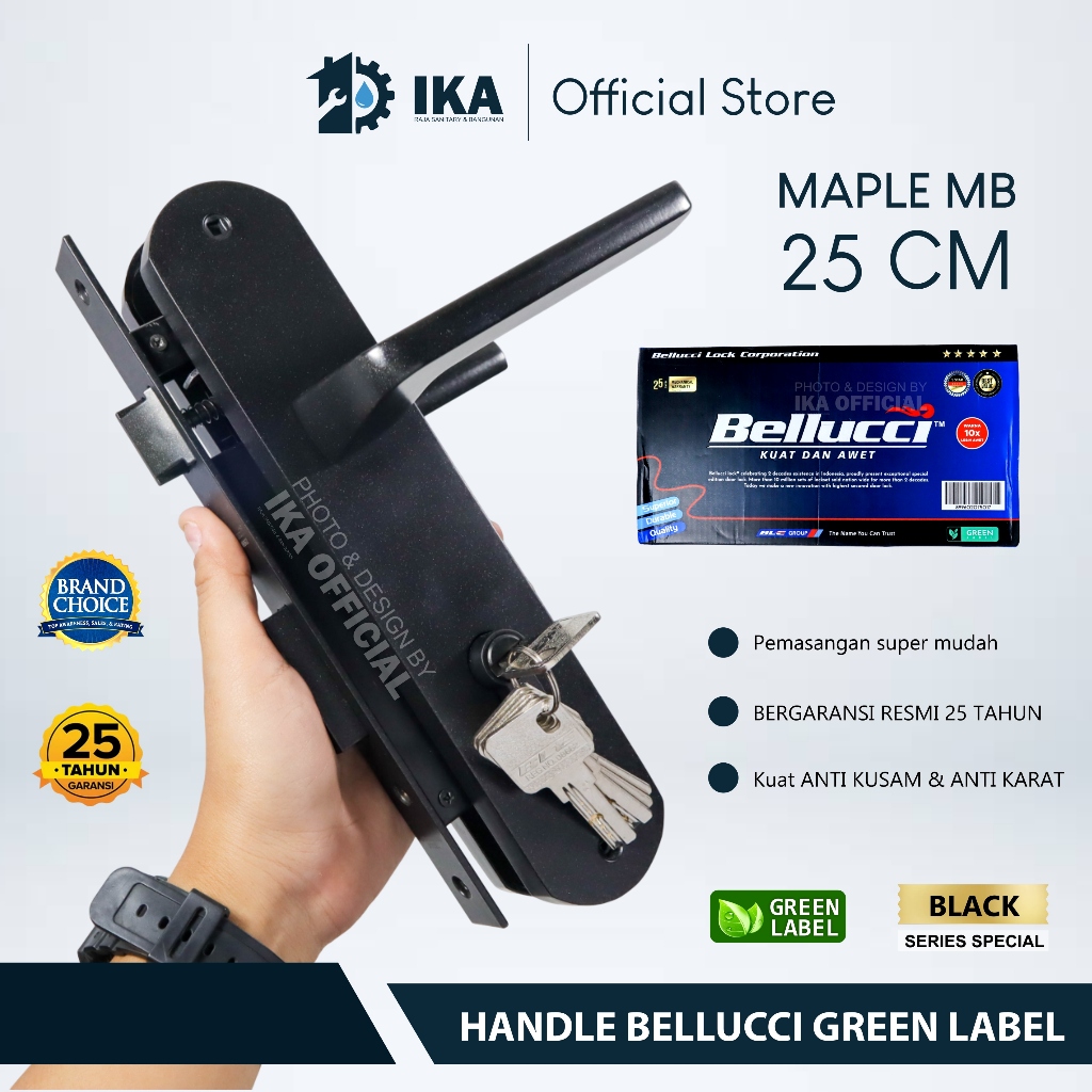 Bellucci DOOR LOCKSET COMPLETE GREEN LABEL MAPLE Black Big Door Lock ...