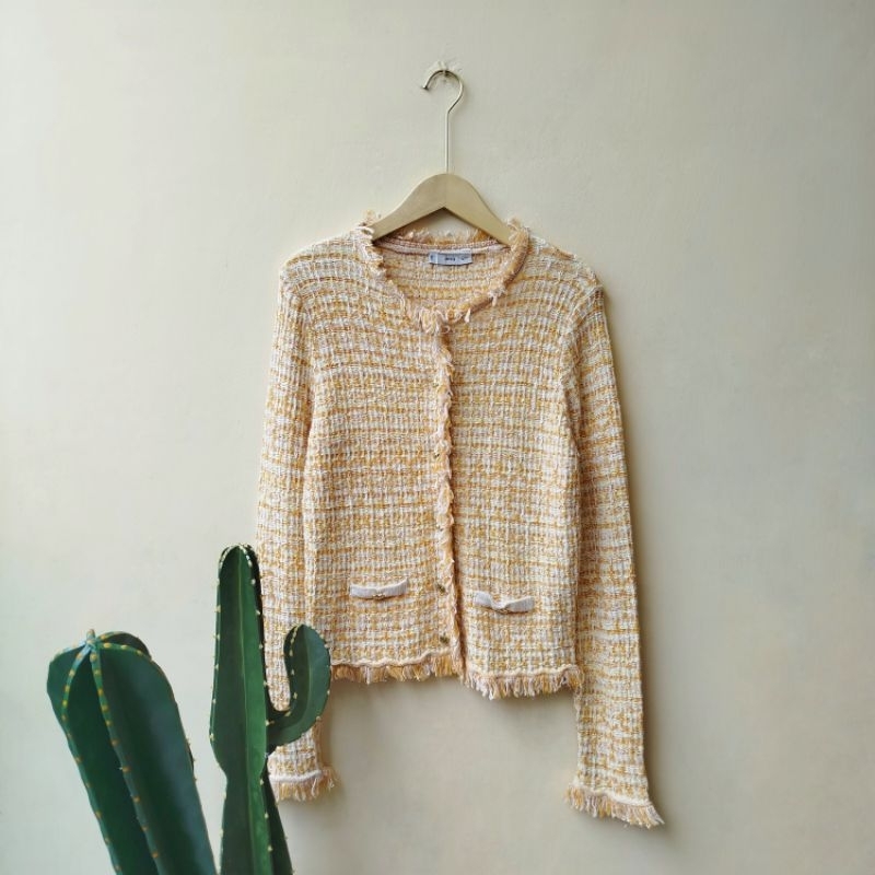 Preloved Mango tweed cardigan | Shopee Philippines