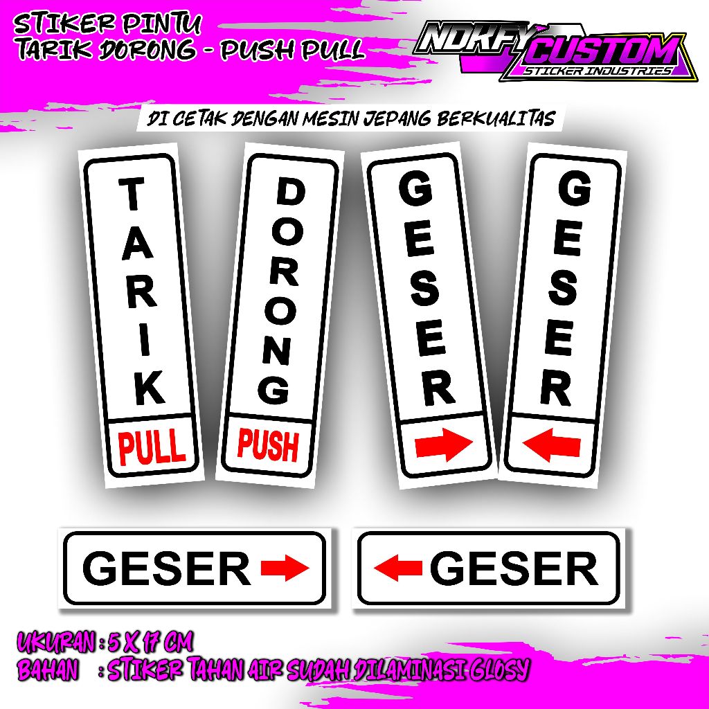 Push Pull Door Stickers - Push Pull ALREADY 1 SET (2 PCS) | Shopee ...