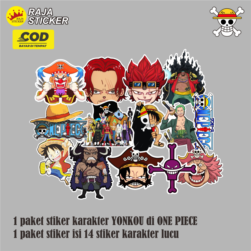 HP Yonkou Character Hologram Anime Stickers in One Piece Series ...