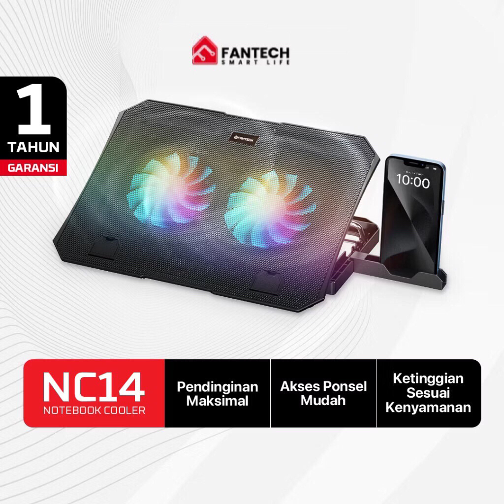 FANTECH Cooling Pad RGB Notebook Cooler NC14 Laptop Cooler Cooling Fan ...