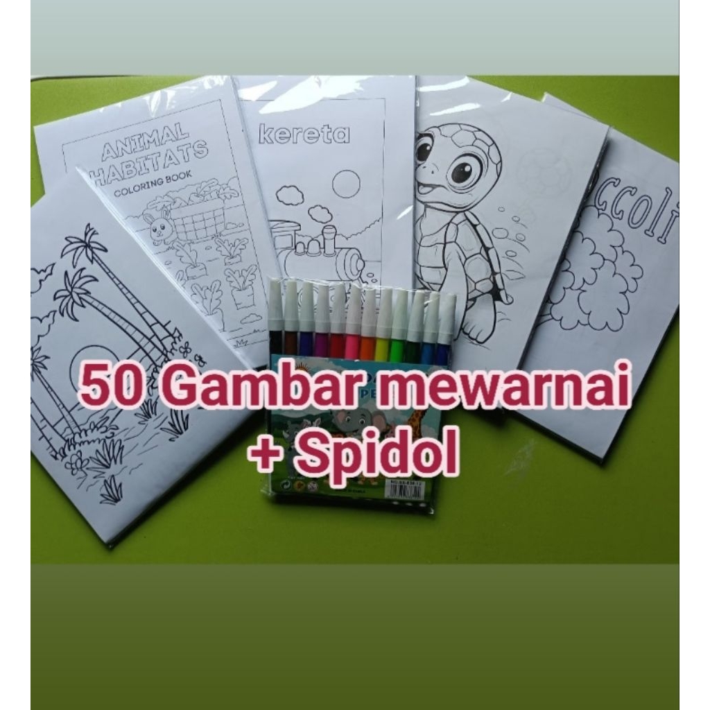 50 sheets of coloring pictures + markers | Shopee Philippines