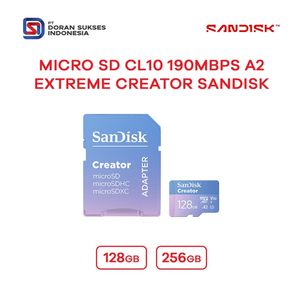 Sandisk Micro SD 128GB 256GB Creator 190MB/s microSDXCTM UHS-I Memory ...