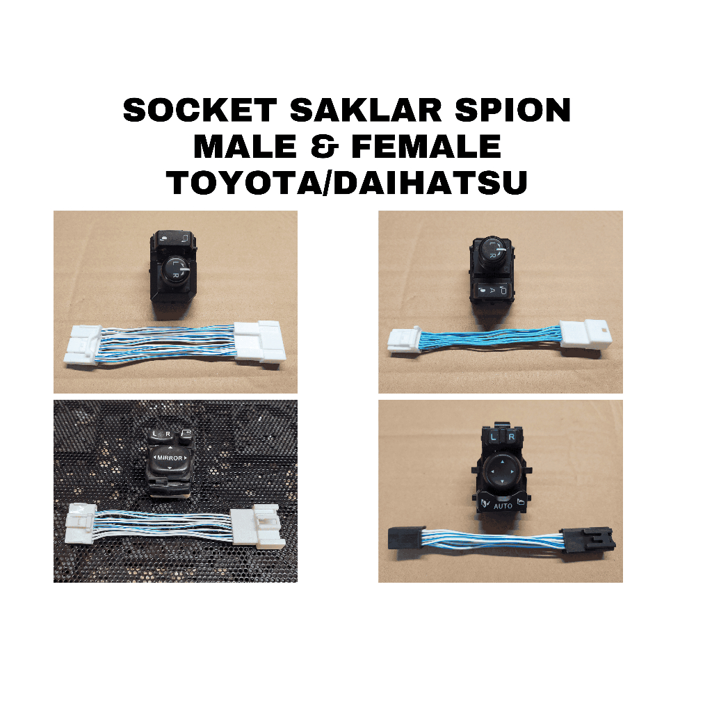 TOYOTA/DAIHATSU MIRROR SOCKET ORIGINAL MALE FEMALE SWITCH /RETRACT ...