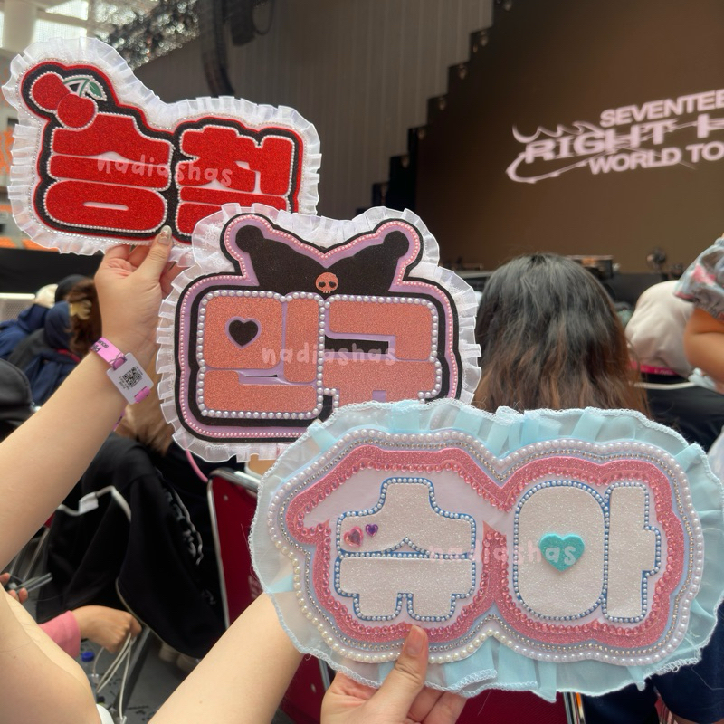 Custom Fanboard Kpop Nameboard concert Korean Hangul Seventeen Glitter ...
