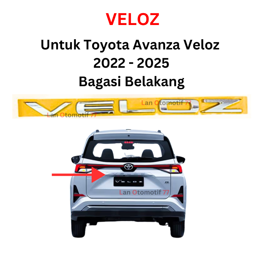 Veloz Car Logo Emblem for the rear of the 2021 - 2025 Toyota Avanza ...