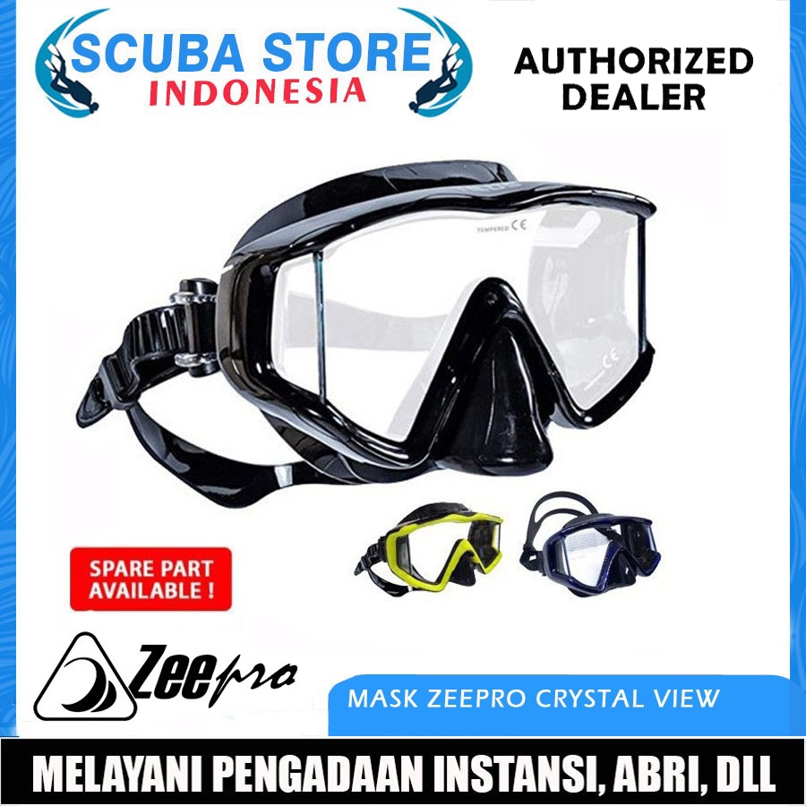 Zeepro Diving Mask Crystal View Single Lens Panoramic Tempered Glass ...