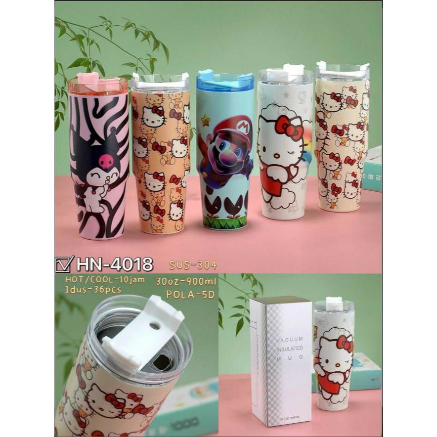 TERMOS Kuromi SANRIO HELLO KITTY STAINLESS STEEL SUS 304 THERMOS TUMBLER / 900ML STAINLESS GLASS ...