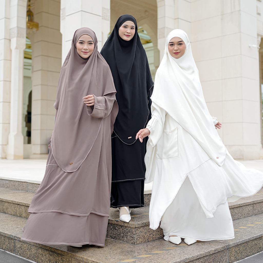 Lozy Hijab - Arumy Abaya Tunic Khimar Set (Tunic Hajj and Umrah Khimar Skirt Set) | Shopee ...