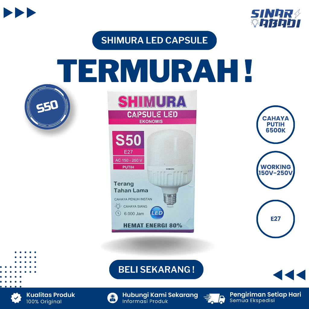 PUTIH Shimura LED Capsule S50 E27 6500K (White) | Shopee Philippines