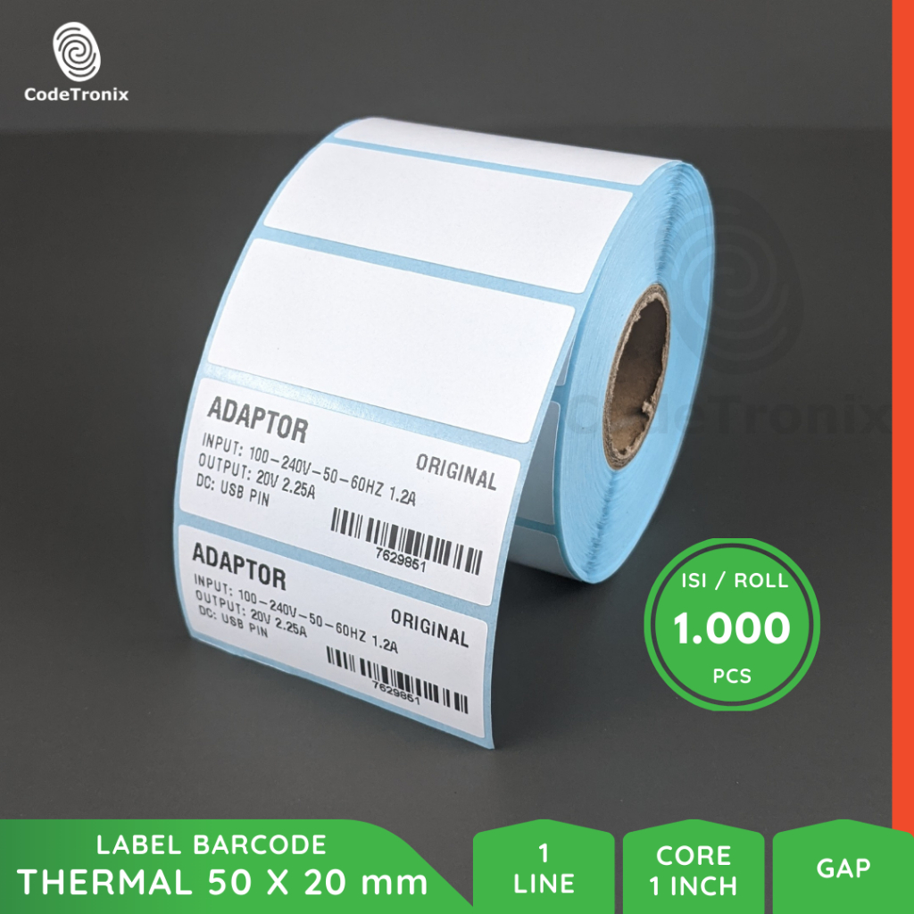 Thermal Barcode Printer Paper Sticker Labels 50x20 1 Line 1000 pcs ...