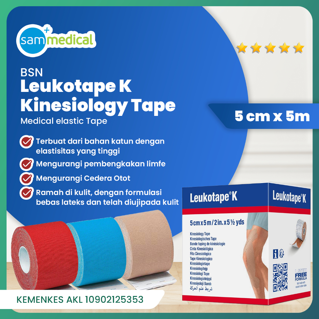 Bsn Leukotape 5 cm x 5 m / Elastic Plaster / Kinesiotape / Tapping ...