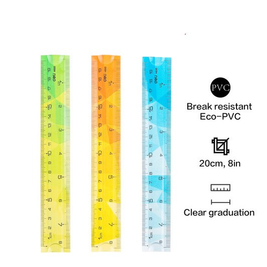 MISTAR FLEXIBLE RULER 20 CM H-650 DELI ANTI-BROKEN FLEXIBLE RULLER ...