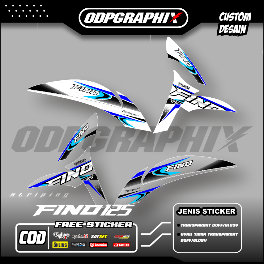 Yamaha FINO FACELIFT TRANSPARENT STRIPING STICKER LIS STICKER UV SEMI ...