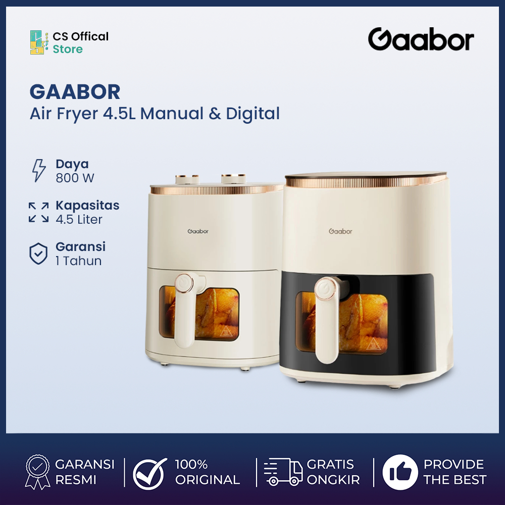 Gaabor Air Fryer Low Watt 4.5L Multi-Purpose Double Knob Non-Stick ...