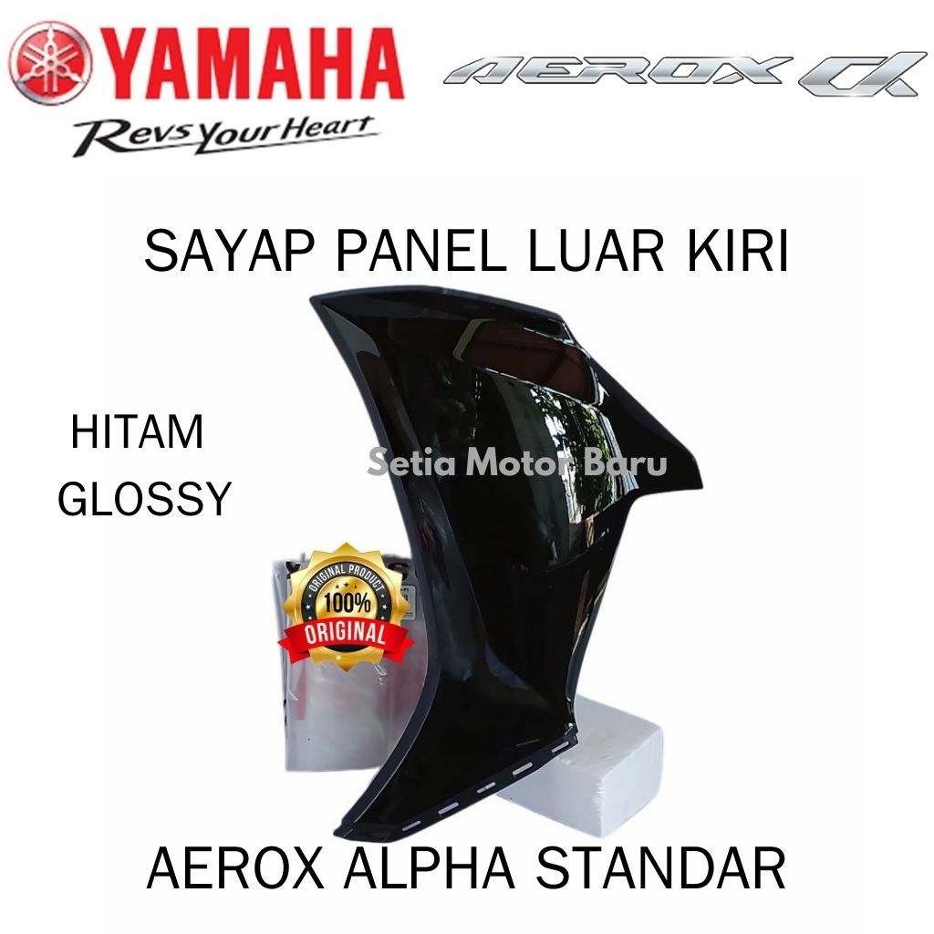 HITAM Glossy Black Left Outer Panel Wing Aerox Alpha Standard Black ...