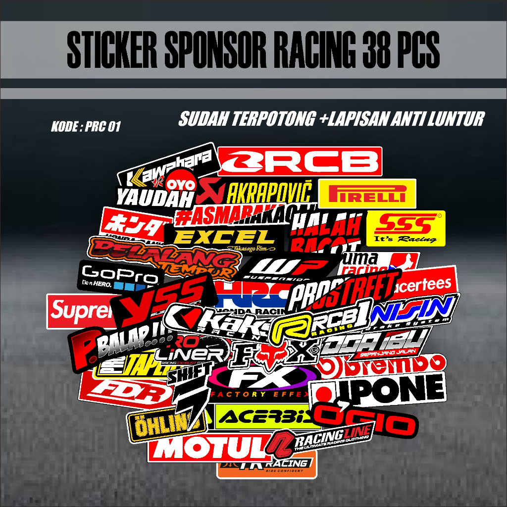 38 PCS Sticker Pack Sponsor Racing Already Printed Cut Ready to Stick ...