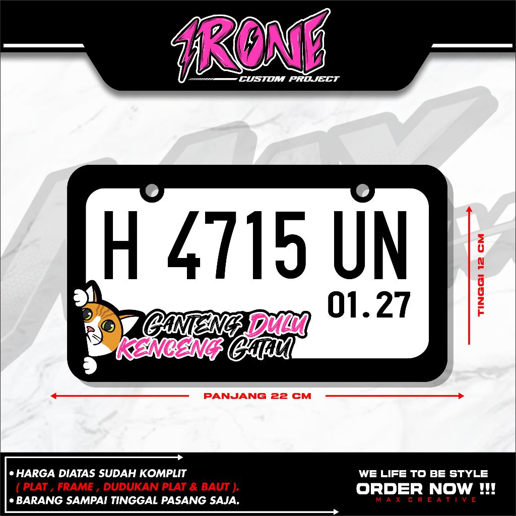 IRONE CUSTOM FRAME NUMBER PLATE VIRAL MODEL JDM ALL DESIGN ALREADY PNP ...
