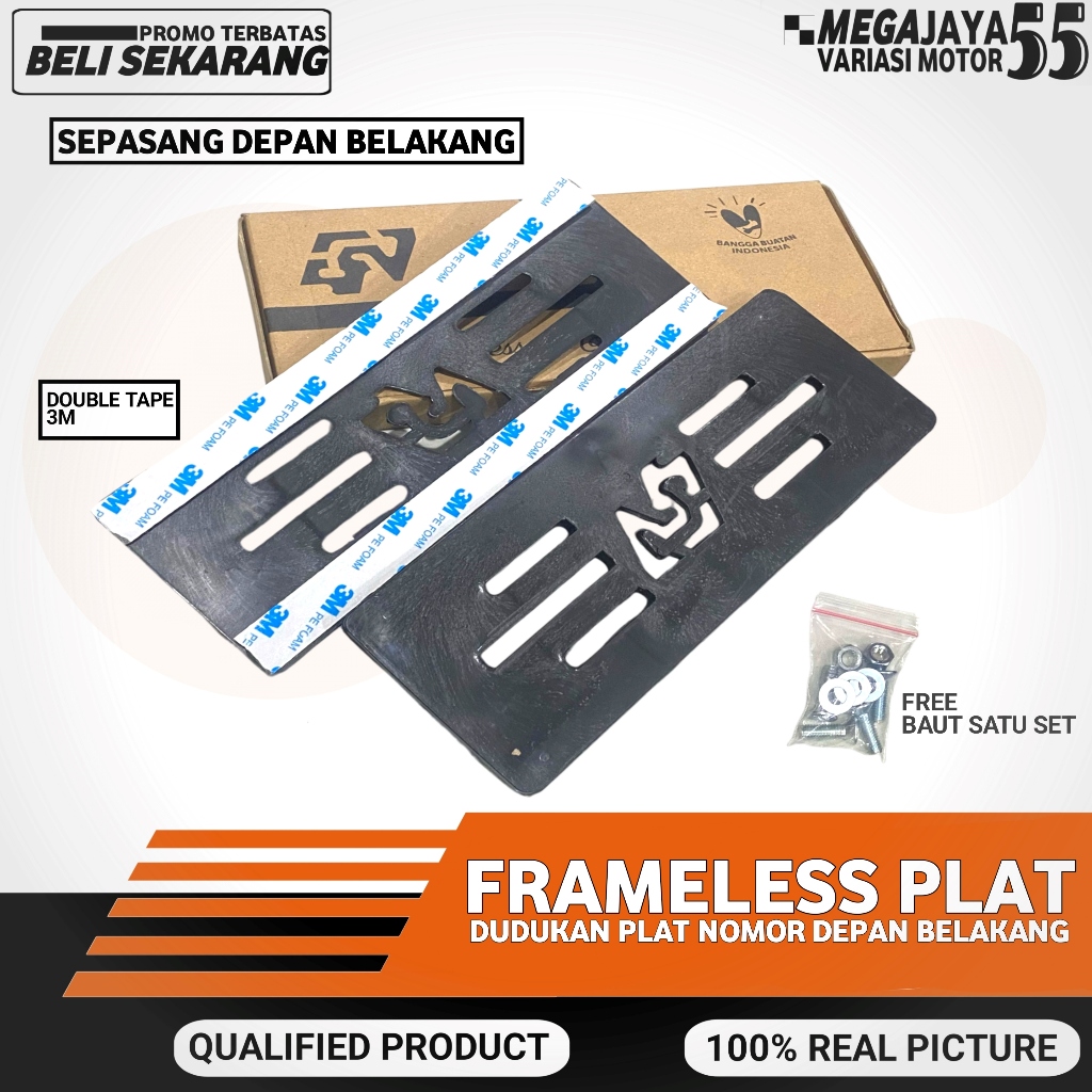 Frameless NUMBER PLATE WITHOUT FRAME SET 2PCS PAIR PLUS FRAME BOLT LESS ...