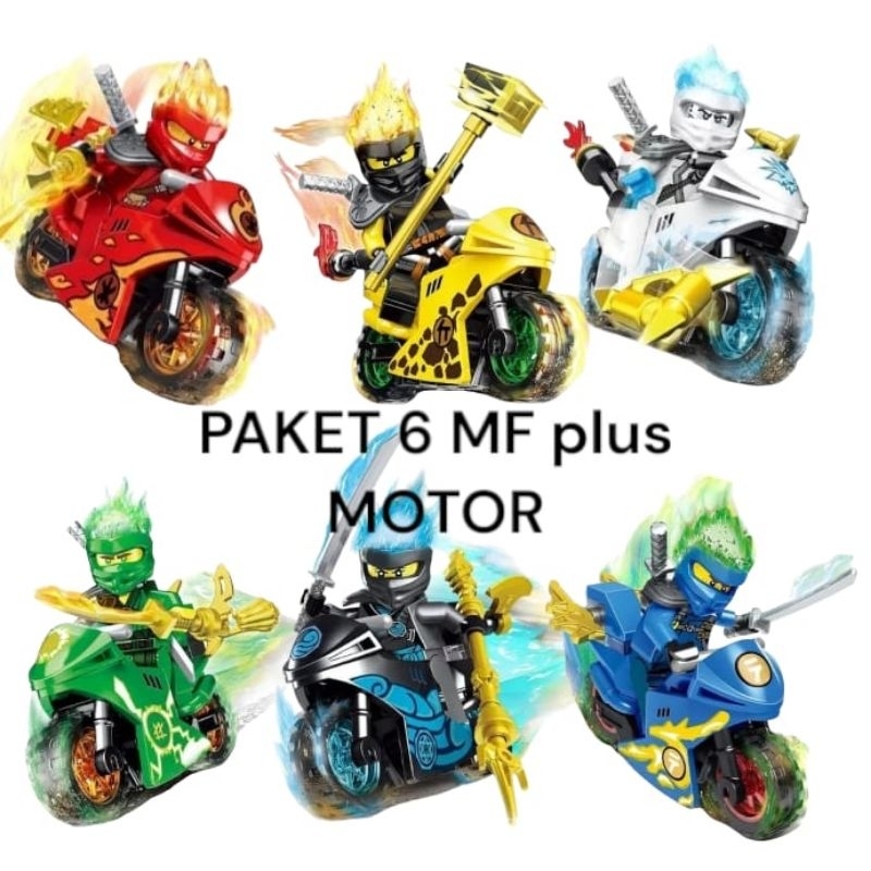 Mf PACKAGE OF 6 MF NINJA PLUS MOTORCYCLE mini figure NINJA MOTOR NO DUS ...