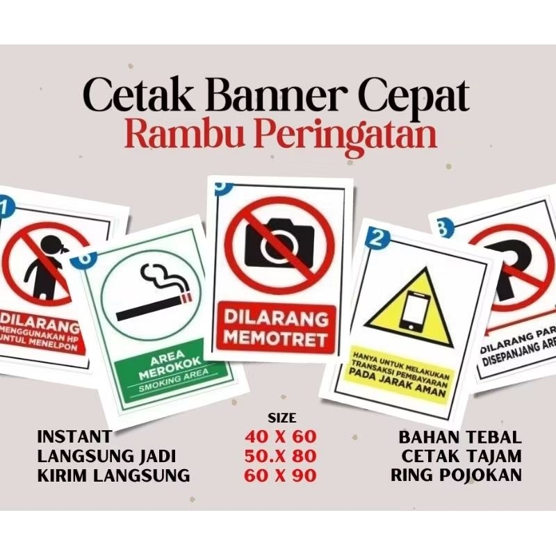 Print PRINT BANNER BACKDROP BANNER RAMBU BOARD WARNING BOARD | Shopee ...