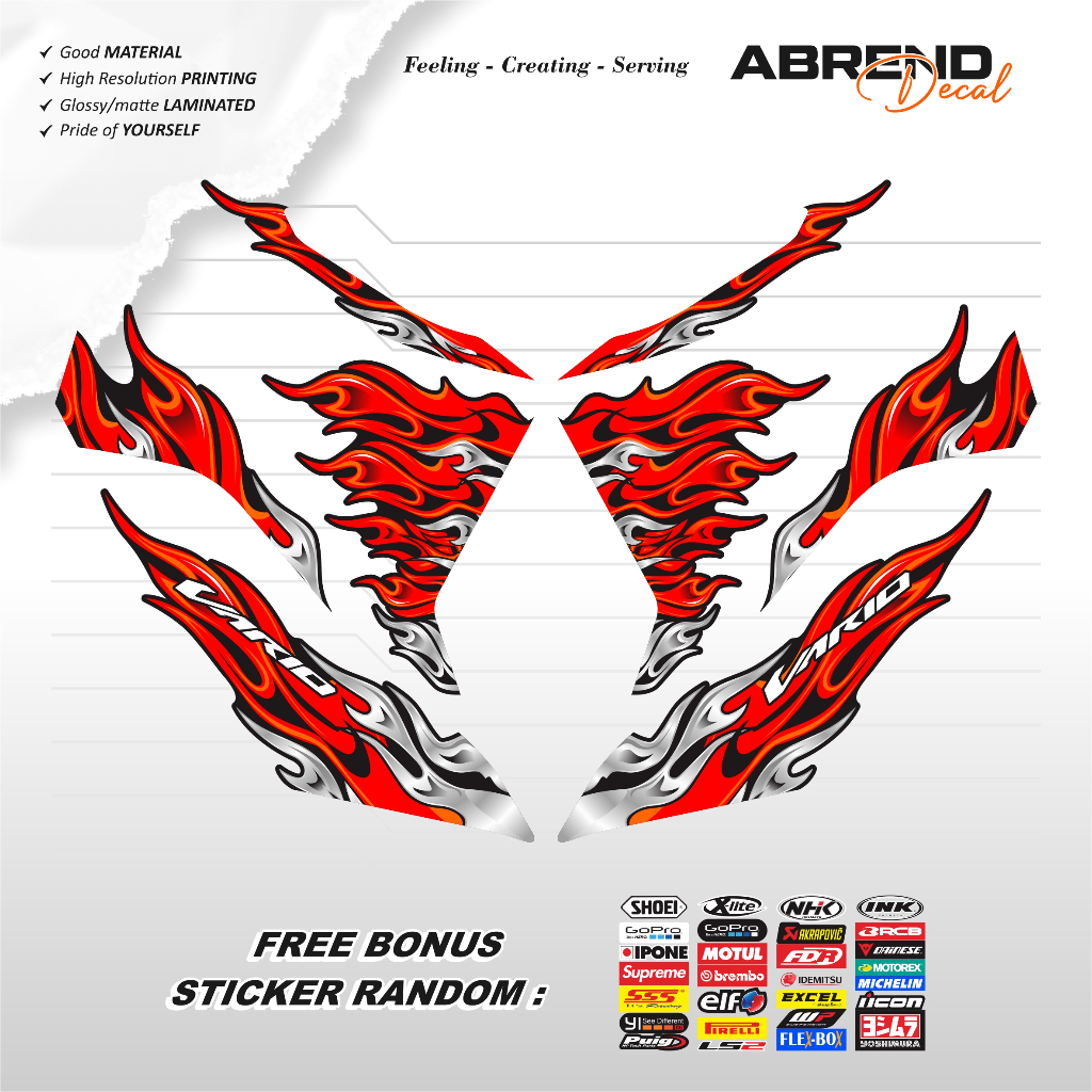 Custom FIRE LED VARIO STRIPING / HONDA VARIO MOTORCYCLE STICKER 125/150 ...