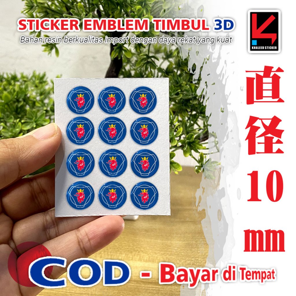 Scania EMBLEM embossed 12Pcs MOTORCYCLE STICKER 10 MM 3D EMBLEM ...