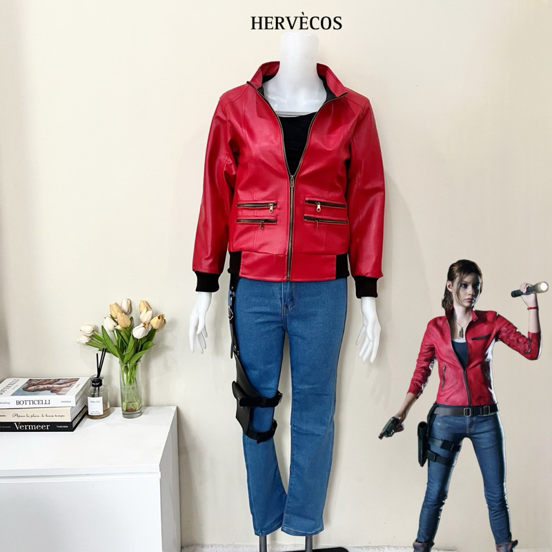 - Claire Redfield Cosplay Costume Resident Evil 2 Remake Fullset Wig ...