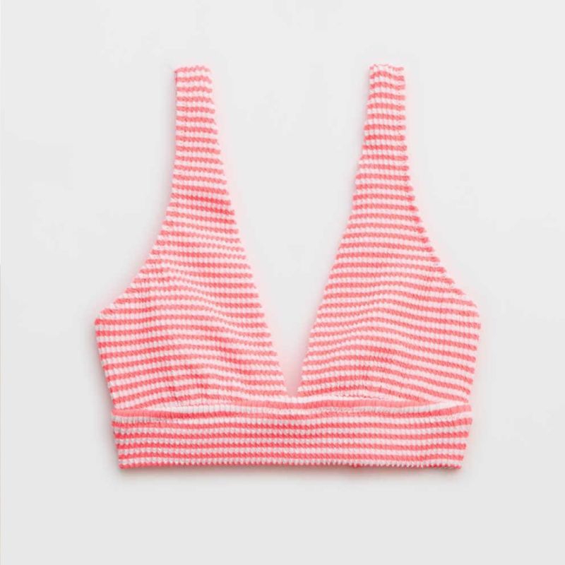 Aerie crinkle stripe longline plunger bikini top swimming top (jk4 ...