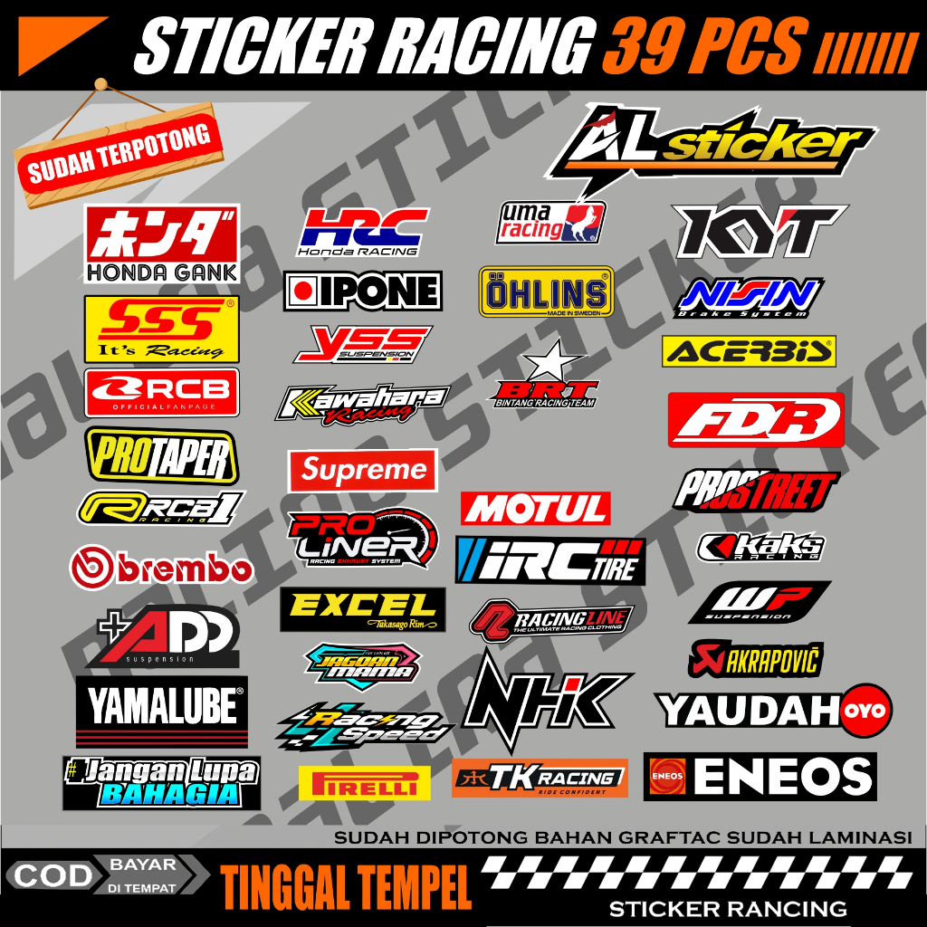 (39) RACING STICKER STICKERS WORDS STICKER MOTORCYCLE GLASS LAPTOP ...